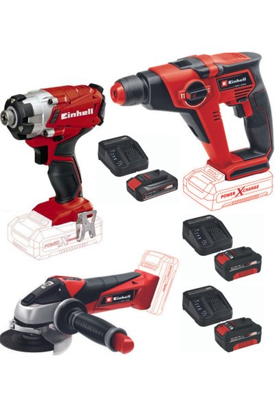 Einhell Te-Hd 18/12 Vidalama Matkap Te-Ag 18/115 Avuç Taşlama Te-Ci 18/1 Vidalama 2X4.0AH+2.5AH Starter Kit Akülü Set Einhell Te-Hd 18/12 Vidalama Matkap Te-Ag 18/115 Avuç Taşlama Te-Ci 18/1 Vidalama 2X4.0AH+2.5AH Starter Kit Akülü Set