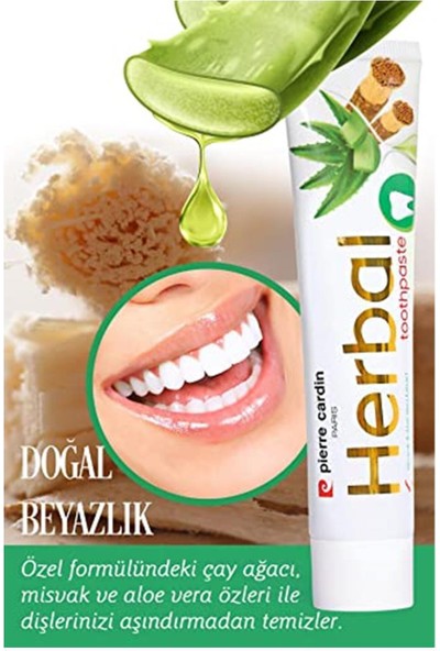 Pierre Cardin Aloe Vera & Misvak & Çay Ağacı Özlü Bitkisel Diş Macunu - 75 ml