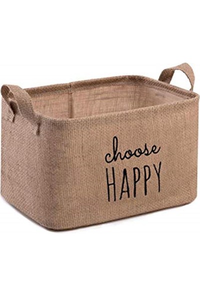 EKS Ticaret Ocean Home Choose Happy Baskılı Jüt SEPET30X21X18 EKS Ticaret Ocean Home Choose Happy Baskılı Jüt SEPET30X21X18