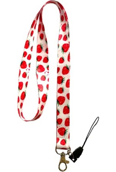 EKS Ticaret Çilek Desenli Boyun Ipi Telefon Askısı Lanyard EKS Ticaret Çilek Desenli Boyun Ipi Telefon Askısı Lanyard