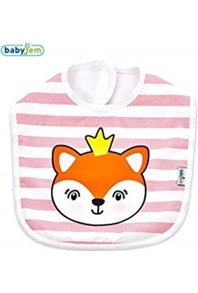 EKS Ticaret Babyjem Çizgili Baskılı Önlük Pembe