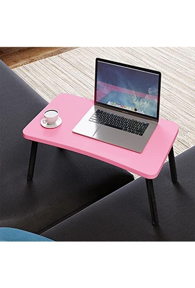 EKS Ticaret Renkli Laptop Sehpası Katlanabilir Yatak Koltuk Üstü Kahvaltı Bilgisayar Sehpası Pembe