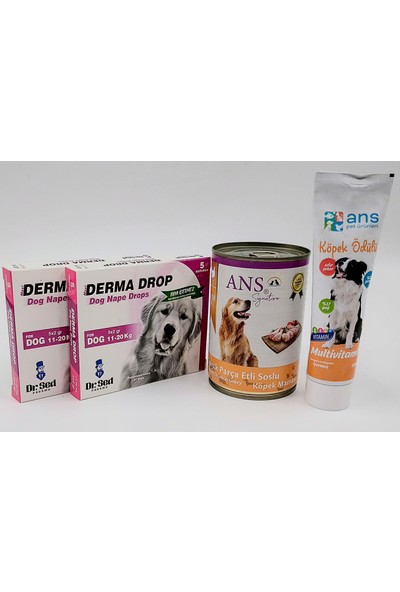Dr Sed Pharma Derma 11-20 kg Köpek Dış Parazit Damla 2 Paket + 400 gr Konserve + Multivitamin Dr Sed Pharma Derma 11-20 kg Köpek Dış Parazit Damla 2 Paket + 400 gr Konserve + Multivitamin