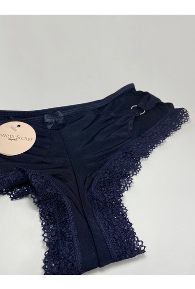 Dantelli Ipli Siyah Saten Külot