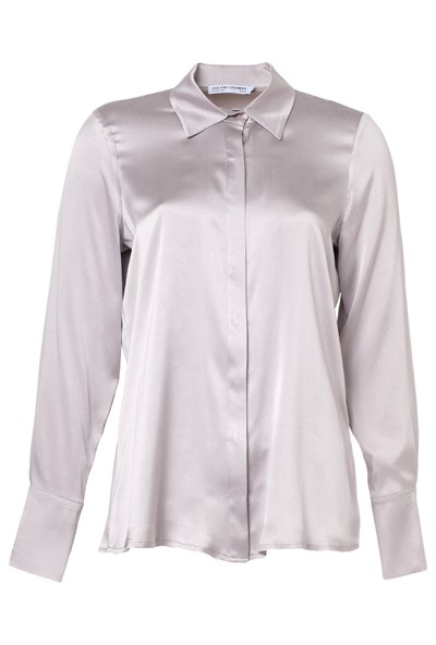 Silk And Cashmere Gri Saf Ipek Audrey Uzun Kol Gömlek Silk And Cashmere Gri Saf Ipek Audrey Uzun Kol Gömlek