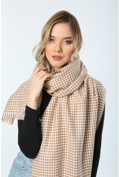 Luminos Butik Kadın Kazayağı Desenli Atkı - Şal 70X180 cm LMNS1220