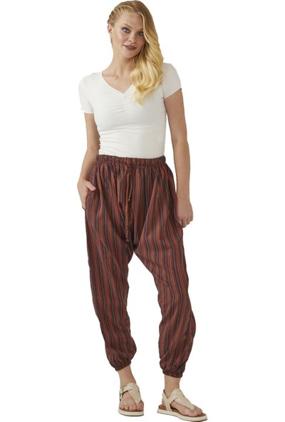 Deriderim Bordo Şile Bezi Rahat Kesim Şalvar Deriderim Bordo Şile Bezi Rahat Kesim Şalvar