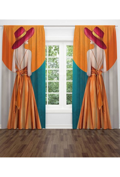 Markapia Home Kadın Temalı Dijital Baskı Çift Kanat Perde Turuncu Markapia Home Kadın Temalı Dijital Baskı Çift Kanat Perde Turuncu