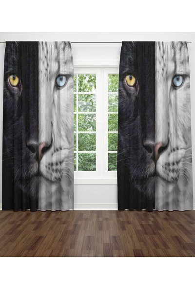 Markapia Home Çift Renkli Gözlü Kedi Dijital Baskı Çift Kanat Perde Markapia Home Çift Renkli Gözlü Kedi Dijital Baskı Çift Kanat Perde