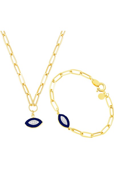 Lacivert Gözlü Altın Set Takımı