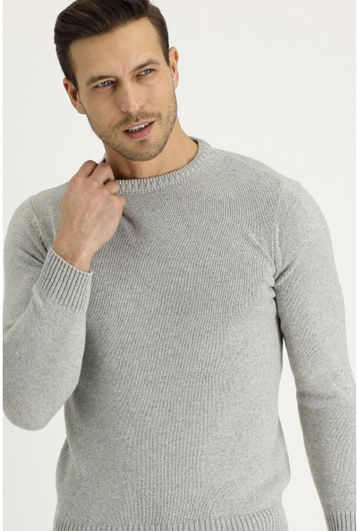 Kiğılı Bisiklet Yaka Slim Fit Yünlü Triko Kazak