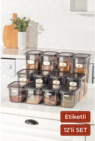 Vienev Etiketli 12'li Set Peggy Şeffaf Kapaklı Uzun Dikdörtgen Saklama Kabı Antrasit Vienev Etiketli 12'li Set Peggy Şeffaf Kapaklı Uzun Dikdörtgen Saklama Kabı Antrasit