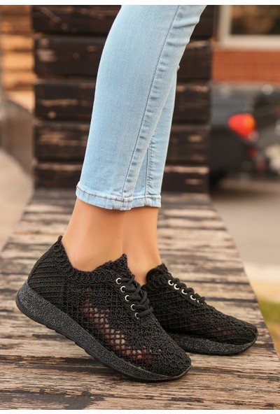 Marc Siyah Örgülü Spor Ayakkabı