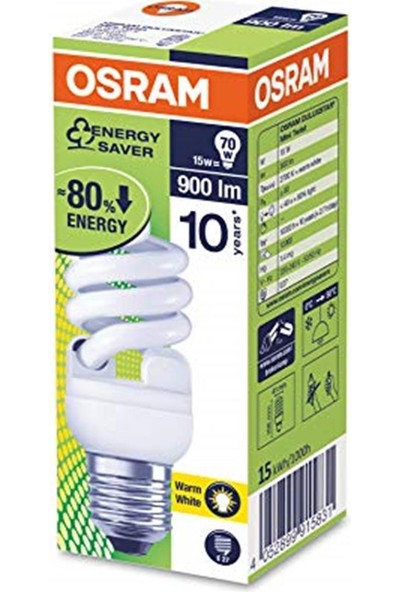 Osram Tasarruflu 15W 10'lu Paket 900 Lümen Sarı Işık E27 Duy Ampul [enerji Sınıfı A+]