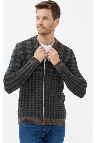 Sementa Fermuarlı Armut Yaka Triko Hırka - Vizon