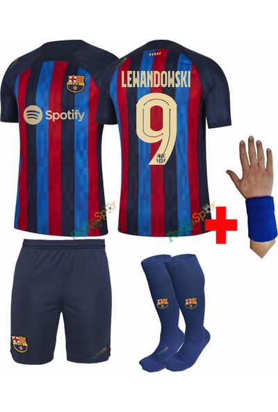 Pasxaspor Yeni Sezon Barcelona Lewandowski Çocuk Forması Şort Çorap Bileklik Hediyeli