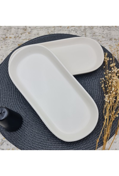 Noyan 26 cm Mat Kırık Beyaz Kayık Tabak 2 Li Noyan 26 cm Mat Kırık Beyaz Kayık Tabak 2 Li