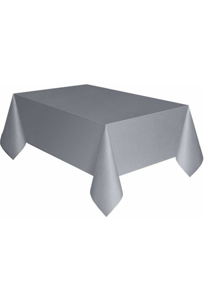 Parti Malzemeleri Plastik Masa Örtüsü Gümüş Renk 137X270 cm