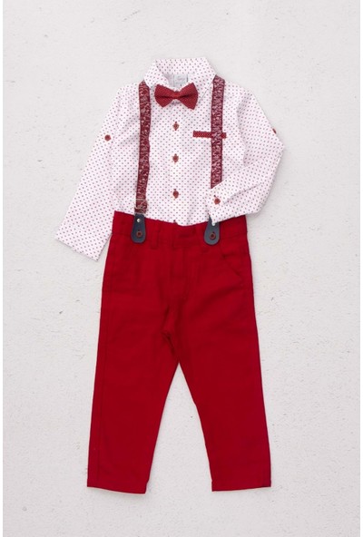 Hopi Kids Çocuk Erkek Kırmızı Gömlekli Takım Küçük - Kırmızı - 1 Yaş