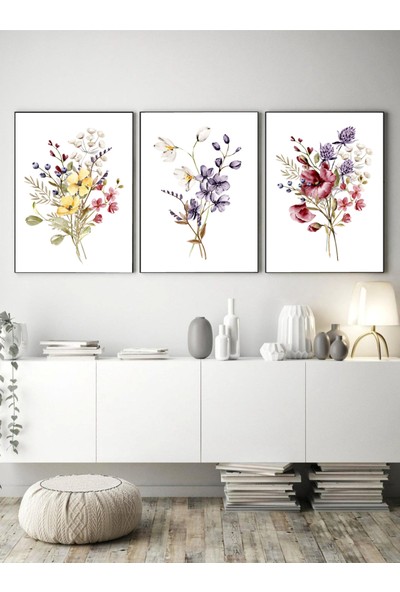 Bi Baksan Ya Dekoratif Duvar Dekorasyon Çiçek Görünümlü 3 Parça Mdf Tablo Seti 120 *60 cm Bi Baksan Ya Dekoratif Duvar Dekorasyon Çiçek Görünümlü 3 Parça Mdf Tablo Seti 120 *60 cm