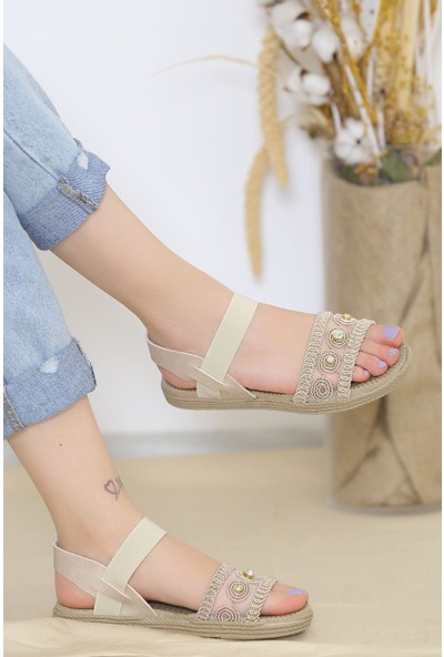 Efektif Mağaza Taşlı Sandalet Bej - 9493.264.