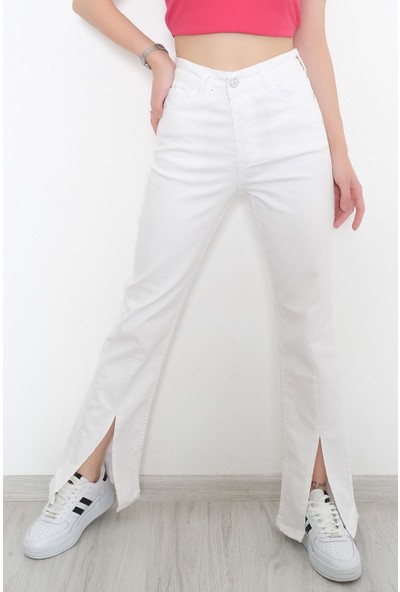 Efektif Mağaza Paça Yırtmaçlı Kot Pantolon Beyaz - 9932.299.