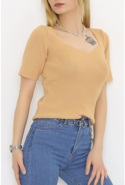 Efektif Mağaza Kısa Kol Triko Sütlükahve - 5555.352.