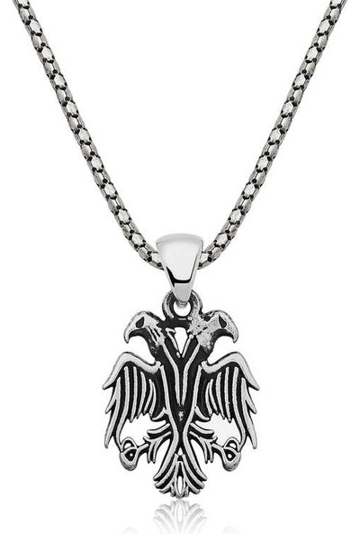 Gumush Gümüş Çift Başlı Kartal Erkek Kolye