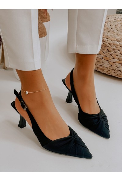 Siyah Saten (Bow) Fiyonk Detay Kadın Stiletto Siyah Saten (Bow) Fiyonk Detay Kadın Stiletto