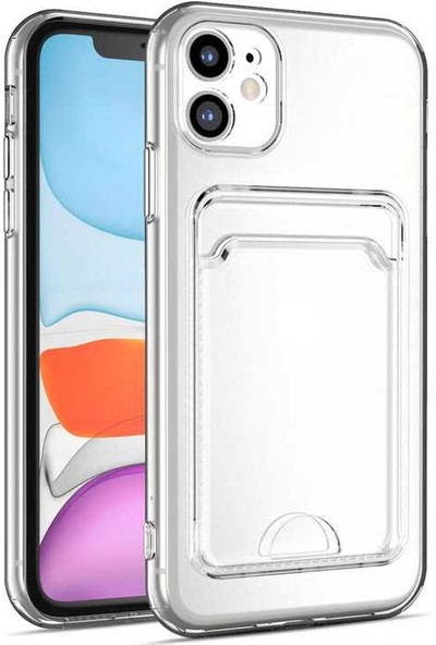 Fibaks Apple iPhone 11 Kılıf Kartlıklı Cüzdanlı Kamera Korumalı Şeffaf Renksiz Esnek Silikon Kapak Fibaks Apple iPhone 11 Kılıf Kartlıklı Cüzdanlı Kamera Korumalı Şeffaf Renksiz Esnek Silikon Kapak