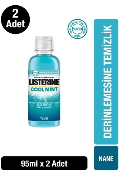 Listerine Cool Mint Ağız Bakım Suyu 95 ml x2 Listerine Cool Mint Ağız Bakım Suyu 95 ml x2