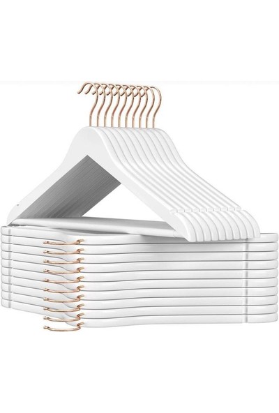 Minihome Karin Özel Seri 3 Adet Beyaz Ahşap Görünümlü Elbise Askısı Gold Kancalı Minihome Karin Özel Seri 3 Adet Beyaz Ahşap Görünümlü Elbise Askısı Gold Kancalı