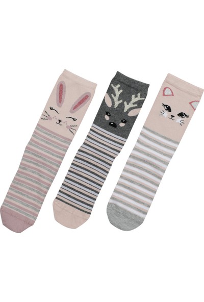 Cutıe Anımal 3 Lu Skt-W 2 Pembe Kadın Soket Çorap