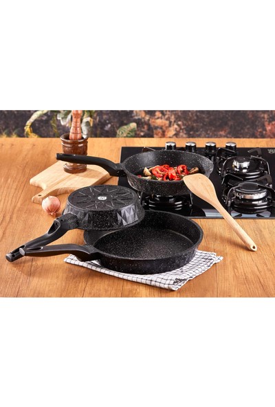 Taç Viva Döküm 3'lü Tava Set Siyah