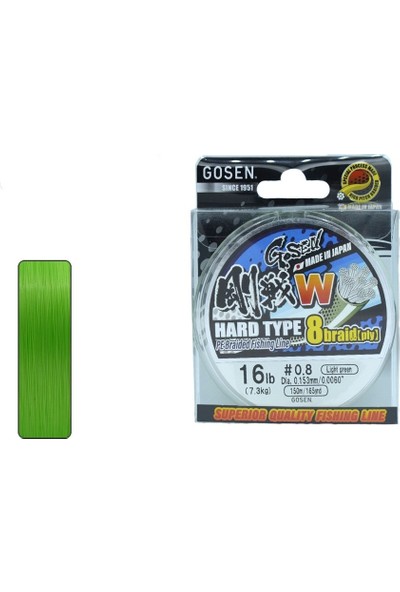 Gosen W8 Hard Type Pe 8 Örgü Spin Ip Model Balıkçı Olta Misinası 150MT Açık Yeşil Gosen W8 Hard Type Pe 8 Örgü Spin Ip Model Balıkçı Olta Misinası 150MT Açık Yeşil