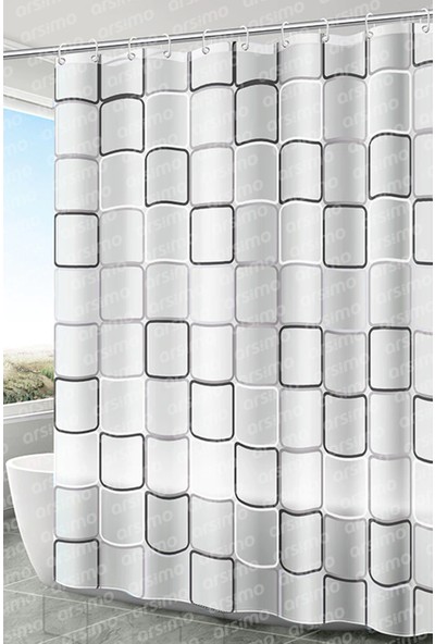 Kesilebilir 12 Kancalı Askılı Duş Banyo Perdesi | Su Geçirmez Duş Banyo Perdesi 180X180