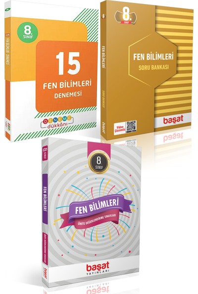 Başat Yayınları 8. Sınıf Deneme Dükkanı 15 Fen Bilimleri Deneme + Başat Soru Bankası-Ünite Değerlendirme Sınavları