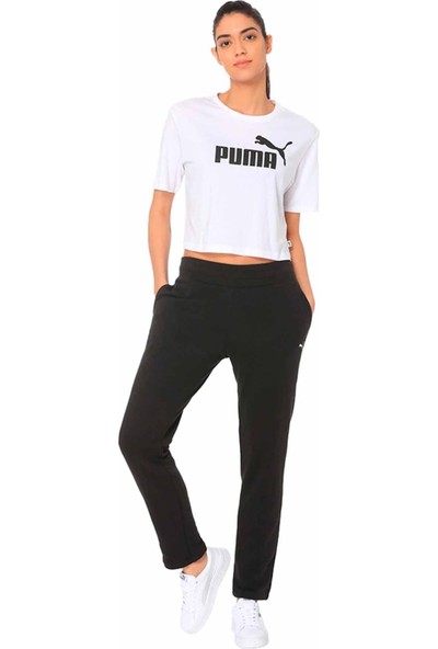 Puma Ess Logo Pants - Kadın Siyah Pamuklu Eşofman Alt - 586846 51