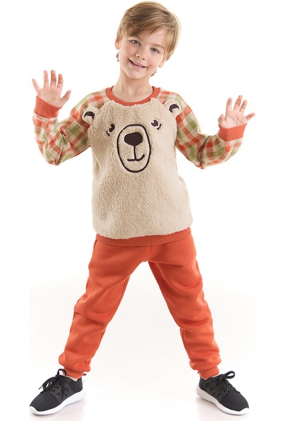 Denokids Ayı Ekose Erkek Çocuk Eşofman Takım