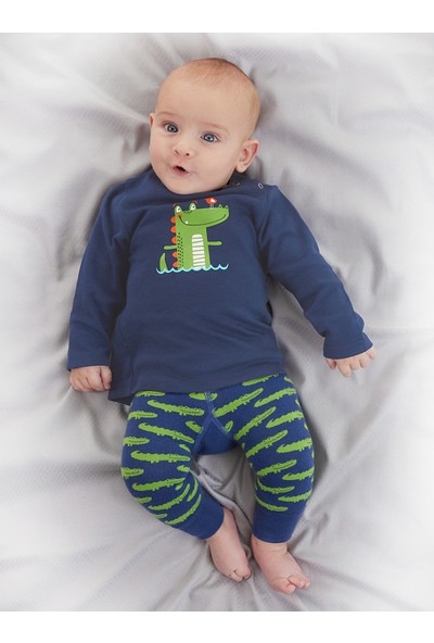Denokids Timsah Erkek Bebek T-Shirt Tayt-Pantolon Takım Denokids Timsah Erkek Bebek T-Shirt Tayt-Pantolon Takım