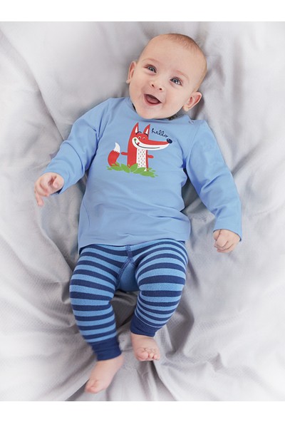 Denokids Tilki Erkek Bebek T-Shirt Tayt-Pantolon Takım
