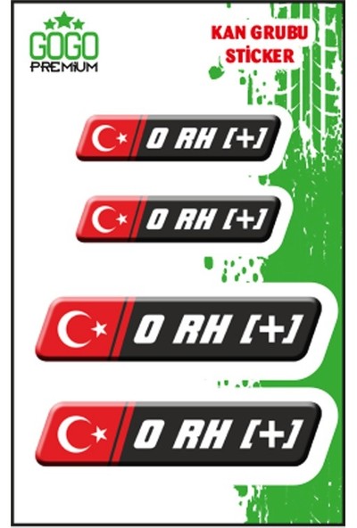Gogomoto Kan Grubu Iı 0 Rh(+) Siyah Dörtlü Damla Etiket