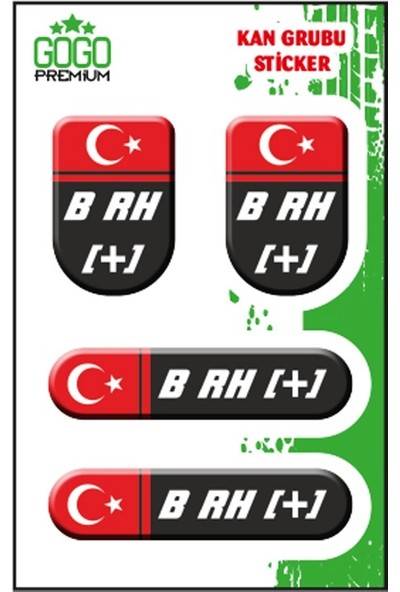 Gogomoto Kan Grubu I B Rh(+) Siyah Dörtlü Damla Etiket