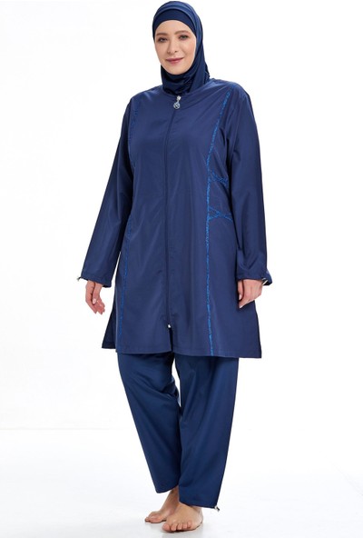 Adasea Büyük Beden Paraşüt Kumaş Tam Kapalı Mayo Maresiva 3xl-4xl-5xl-6xl