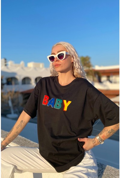 Baby Baskılı Bisiklet Yaka Tshirt