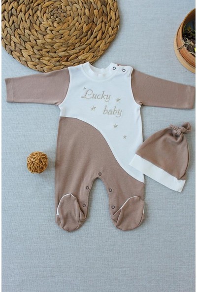 Miss SK Tulum Es Çizgi Ortak Şapkalı Unisex Bebek Sütlü Kahve 0-3 Ay PS10040 Miss SK Tulum Es Çizgi Ortak Şapkalı Unisex Bebek Sütlü Kahve 0-3 Ay PS10040