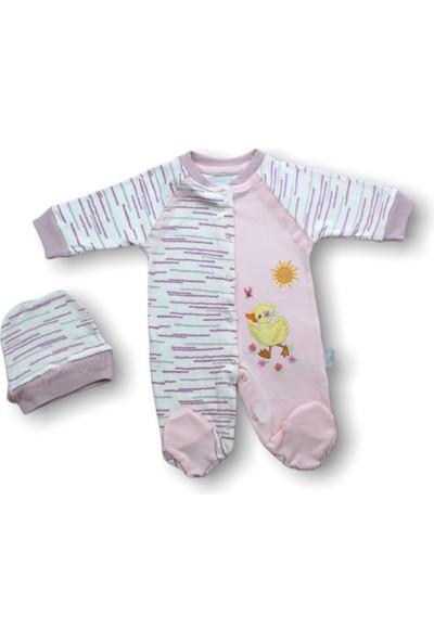 Tulum Süslü Ördek Şapkalı Kız Bebek Ekru 3-6 Ay PS10057