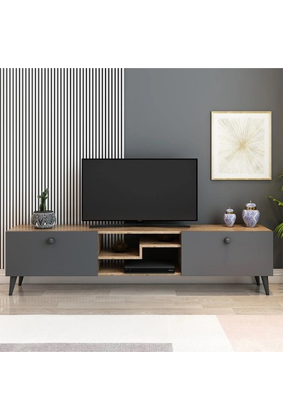 İzco Design Model Z Tv Ünitesi 180 cm Dekoratif Raflı Iki Kapaklı Tv Sehpası Çam Renk İzco Design Model Z Tv Ünitesi 180 cm Dekoratif Raflı Iki Kapaklı Tv Sehpası Çam Renk