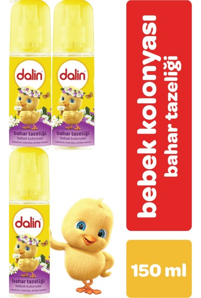 Dalin Bebek Kolonyası 150ML Bahar Tazeliği (Yasemin-Manolya-Amber Kokulu) (3 Lü Set) Dalin Bebek Kolonyası 150ML Bahar Tazeliği (Yasemin-Manolya-Amber Kokulu) (3 Lü Set)