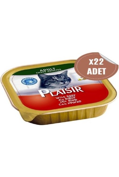 Plaisir Sığır Etli Pate Kedi Konservesi 100 gr x 22 Adet Plaisir Sığır Etli Pate Kedi Konservesi 100 gr x 22 Adet